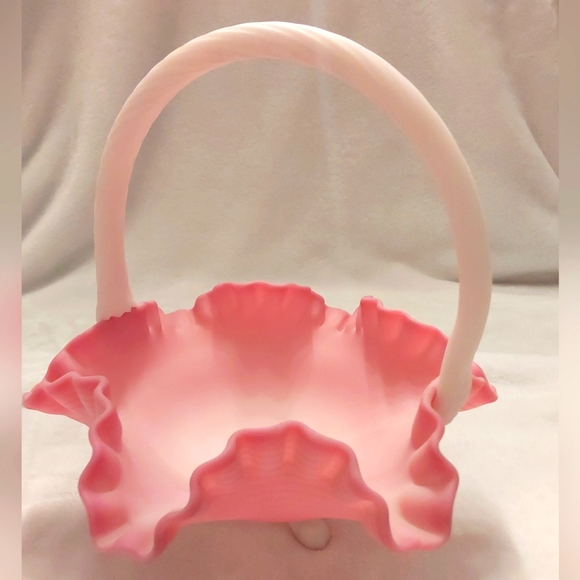 Fenton Art Fenton Glass Basket Rosalene Satin Pink Finish Poshmark